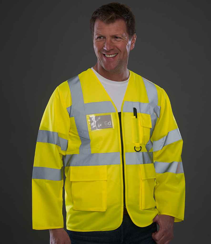 Yoko Hi-Vis Executive Long Sleeve Recycled Waistcoat | Healthy Bean Ltd